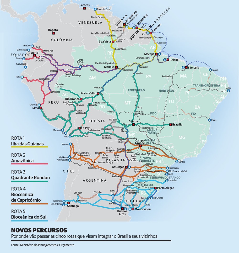 Cinco rotas e 190 obras para integrar o Brasil com países vizinhos ...