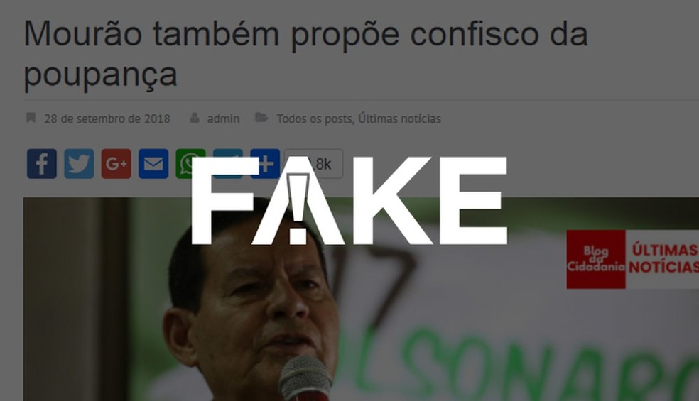 É #FAKE que vice de Bolsonaro tenha proposto confisco da poupança ...