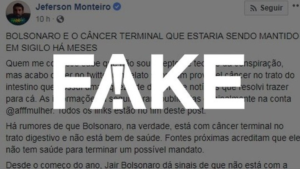 É #FAKE que Bolsonaro simulou sofrer facada para disfarçar câncer ...