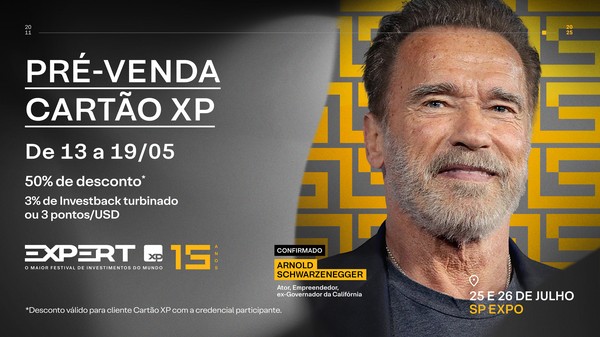 Expert XP 2025 traz Arnold Schwarzenegger; pré-venda começa nesta terça ...