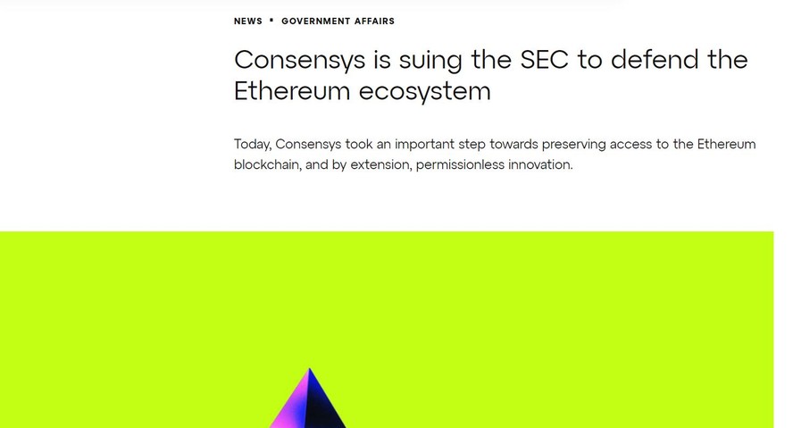 Consensys processa SEC por tentar regular o Ethereum | Criptomoedas ...